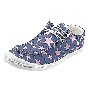 Women Shoes Casual Star Print Sports Shoes Canvas Fashion Casual Shoes Woman's Sandals Size 9 Blue