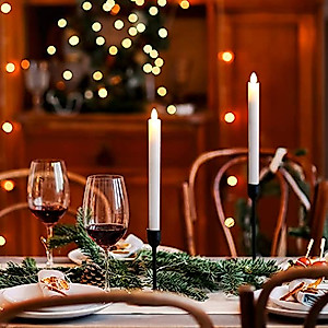 Stmarry Moving Flame Taper Candles with Remote and Timer, Flameless LED Candlesticks Flickering with Real Wax and Moving Wick, Christmas Decorations 0.78 x 9.5 Inches Set of 6(White)