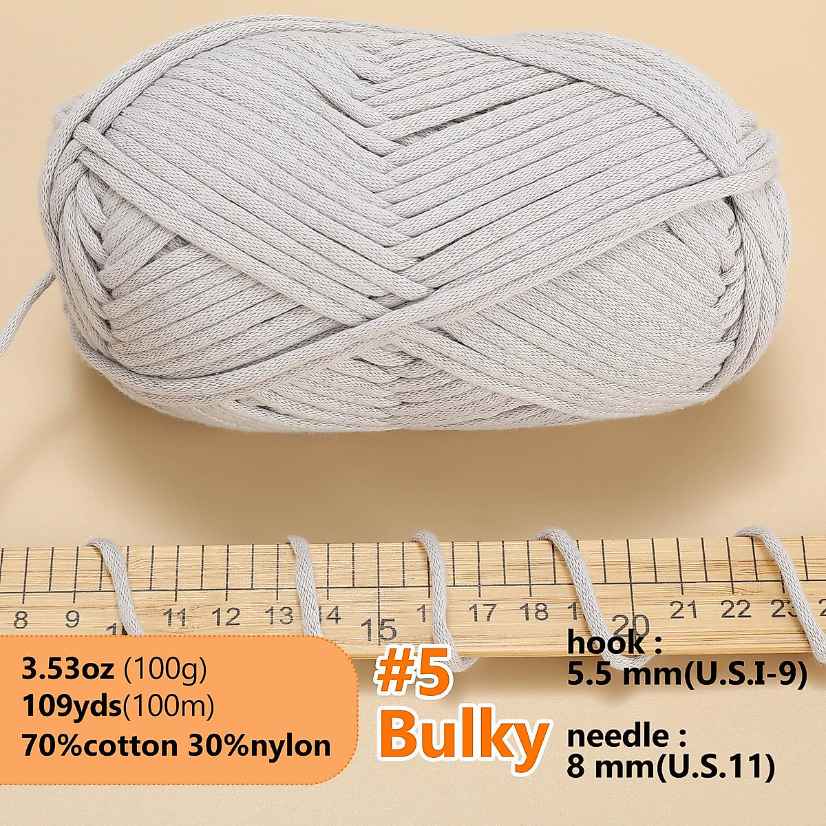 Yarn for Crocheting,100g Soft Yarn for Crocheting,Crochet Yarn for Sweater,Hat,Socks,Blankets(Grey)