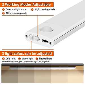 SOKOSEY Motion Sensor Under Cabinet Lights 40 LED USB Rechargeable Battery Operated LED Closet Light, Wireless Magnetic Dimmable Under Cabinet Lighting for Wardrobe,Closets,Cabinet,Cupboard 4 Pack
