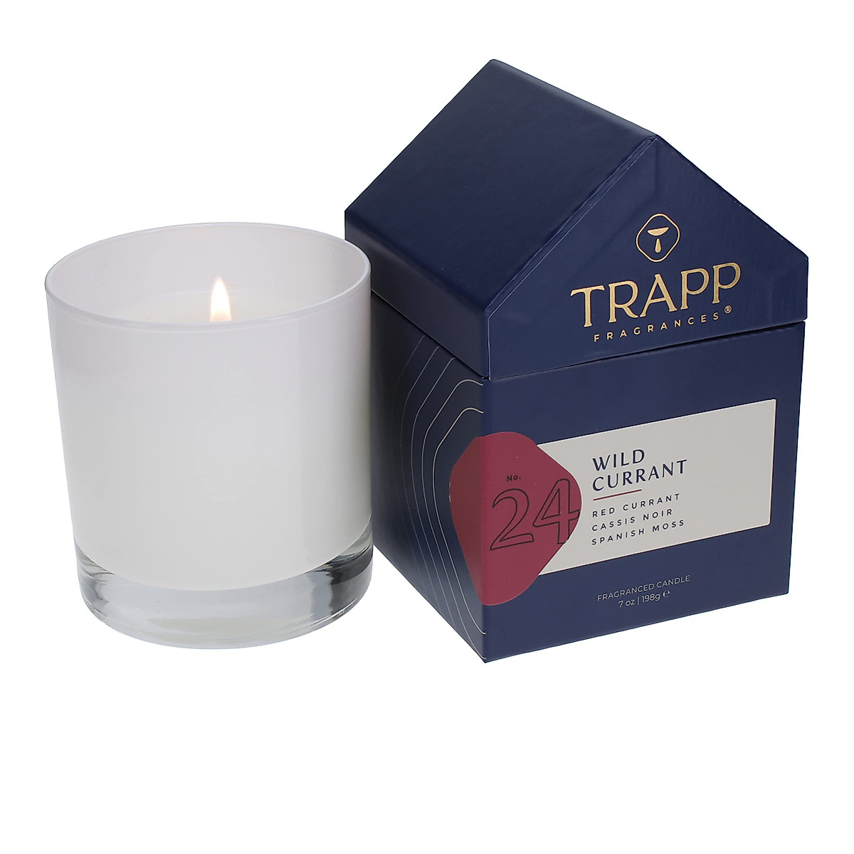 Trapp - No. 24 Wild Currant - 7 oz. House Box Candle - Aromatic Home Fragrance with Fruity Scent of Red Currant, Cassis Noir, & Spanish Moss Notes - Petrolatum Wax