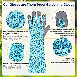 Long Gardening Gloves for Women Thorn Proof, Comfortable Soft Leather Garden Gloves for Gardening, Cleaning, Digging