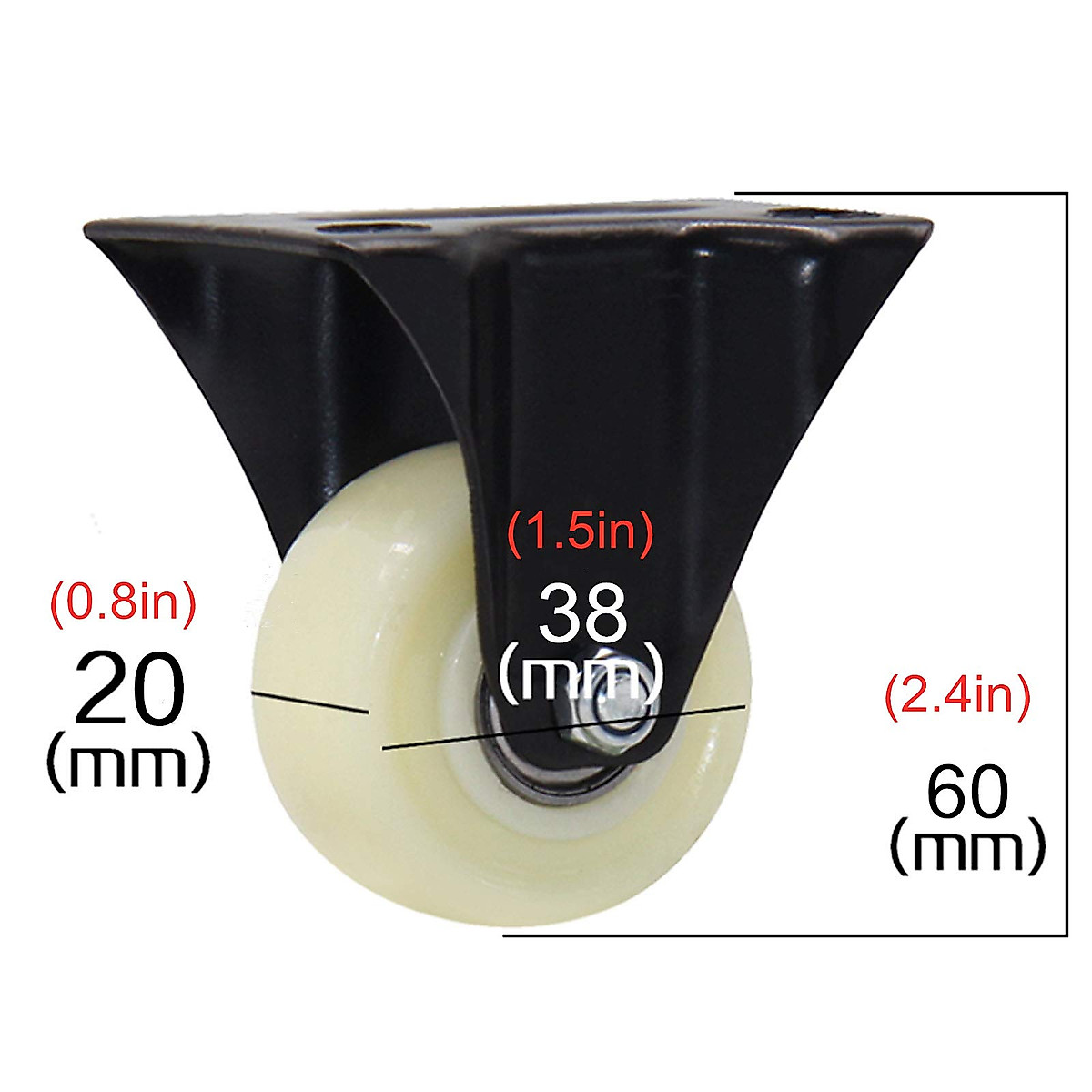 Wheel Small Castor Wheels Moving Caster Wheels Trolley Furniture Caster Nylon Swivel Plate Wheels,Double Bearing,Replacement Castors for Carts Workbench,White,Pack of 4