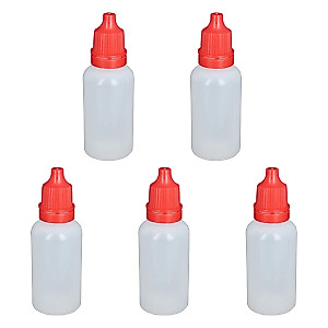Bettomshin 5Pcs Wide Mouth Reagent Bottles, 60x26x8mm/2.36x1.02x0.31(LxODxID) 20ml PE Plastic Liquid Sealing Bottle, Cylinder Light Mouth Container Lab Sample Storage White Translucent with Red Cap