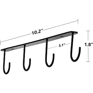 Generic Mug Holder 3 Pack Under Cabinet Mug Hooks Organizer Coffee Bar Accessories Metal Sturdy Mug Rack for Hanging Coffee Cup Display Hanger Under Shelf Kitchen Organizers and Storage, Black