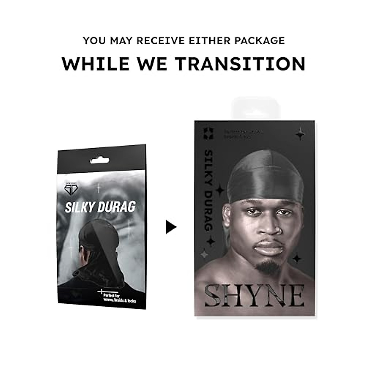 Shyne Silky Durag - Black | Perfect for Waves, Braids & Locs | Premium Silk Du Rags for Men & Women | Wide & Long Tail | Ultra-Soft & Wrinkle Free Satin | Black Owned Business