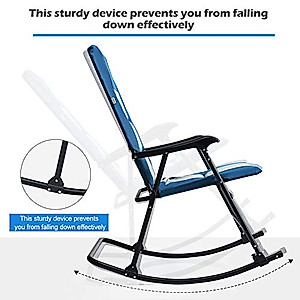 Giantex Camping Rocking Chair Fold-able Oversized with Padded Armrest and Seat Folding Lawn Chair 350 lbs Weight Capacity for Outdoor, Patio, Lawn, Backyard, Garden Portable Chair (1, Blue)