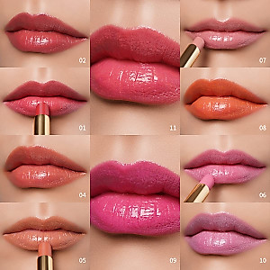 Oulac Orange Nude Shine Lipstick - Peach Moisturizing Lip Stick Glossy Tinted Lip Balm, Sheer Shine Juicy Finish, Lightweight and Hydrating Formula for Dry Lip Care, Vegan 2.2g/0.07oz (05)