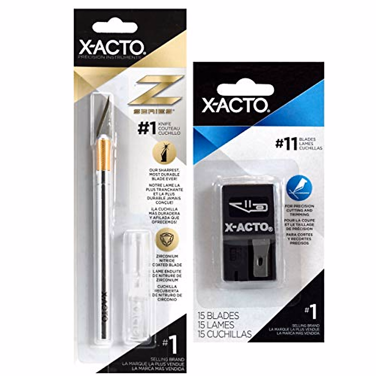 X-ACTO Z Series #1 Knife with Safety Cap and Nonrefillable Blade Dispenser with 15 Blades
