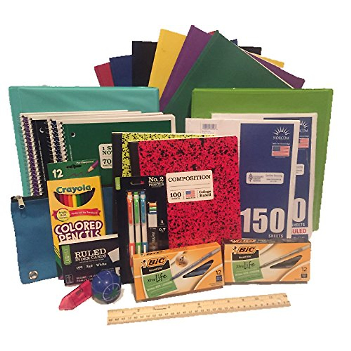 Secondary School Supply Pack - 25 Essential Items for College, High School or Middle School. Includes Pencils, Paper, Binders, Notebooks, Folders and More! 25 Piece Bundle