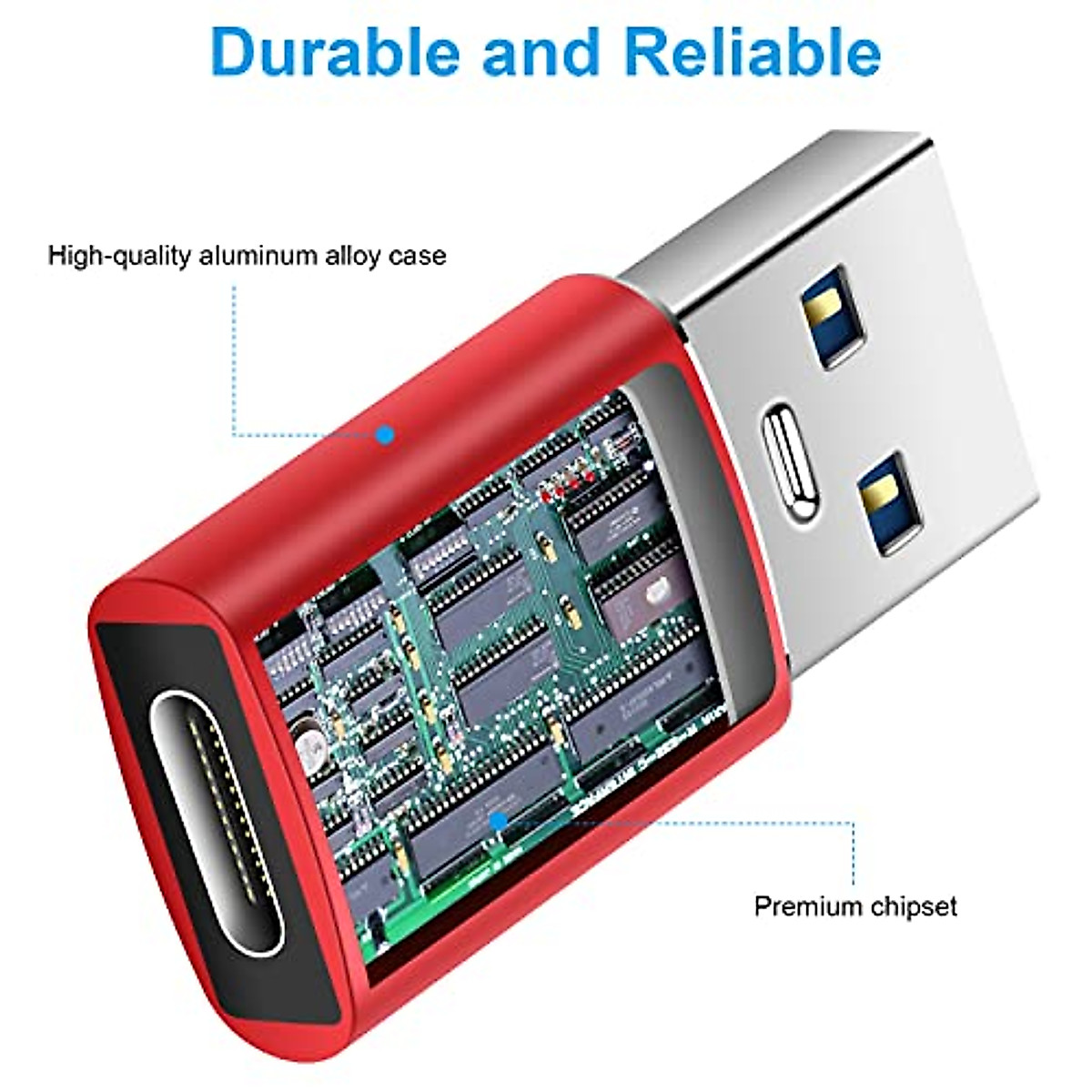 Wteehn USB C to USB Adapter, USB C 3.0 Adapter, USB Type C Female to USB Male Converter, Type C Adapter, Compatible with Laptops, Power Banks, Chargers