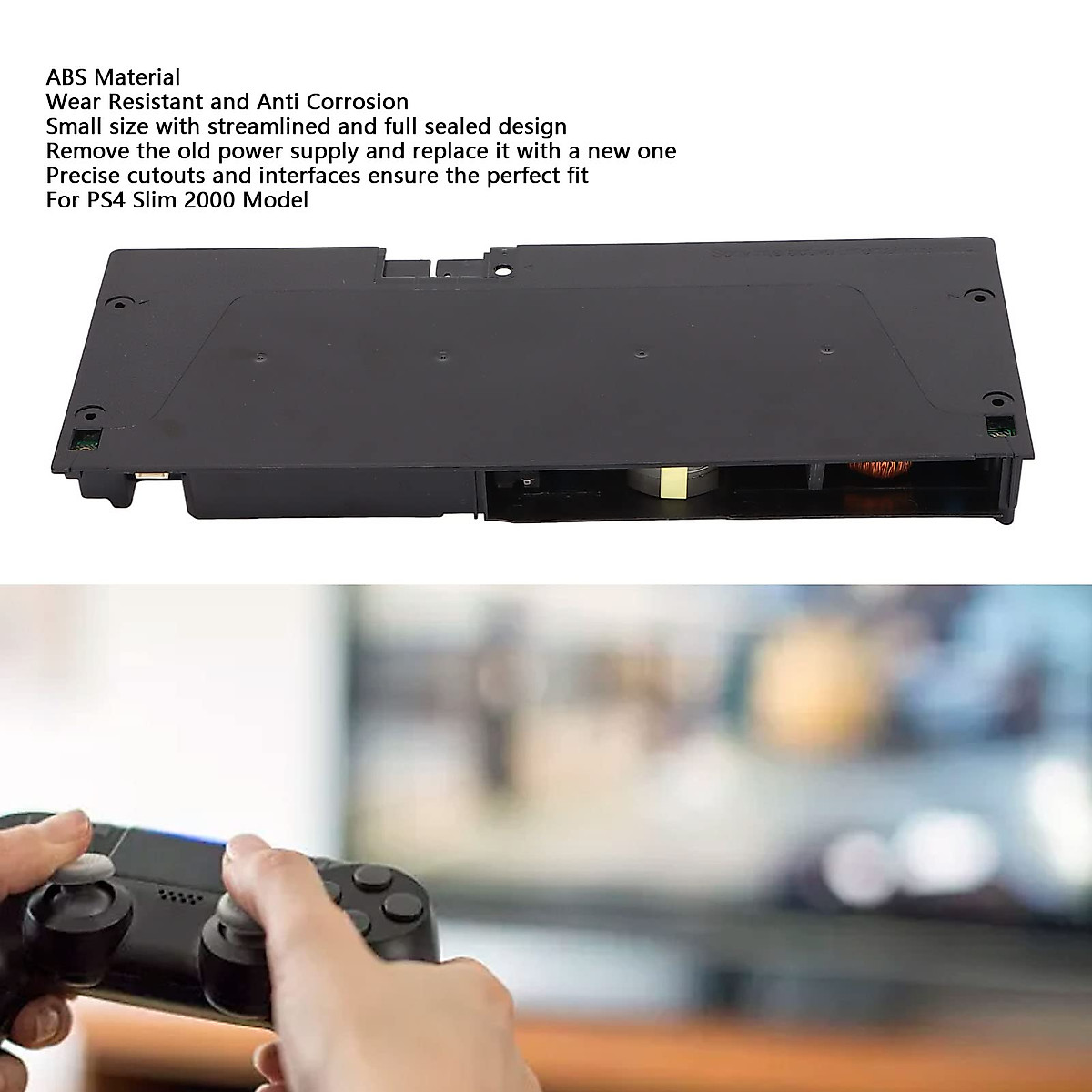 PUSOKEI Power Supply Adapter Replacement, PS4 Slim Power Supply Unit N15‑160P1A Power Supply Battery Unit Replacement Game Console Power Adapter for PS4 Slim 2000 Model