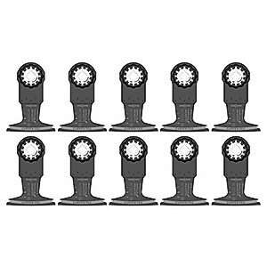 BOSCH OSL212F-10 10-Pack 2-1/2 In. Starlock Oscillating Multi Tool All Purpose Bi-Metal Plunge Cut Blades for Applications in Wood, Wood with Nails, Drywall, PVC, Metal (Nails and Staples)
