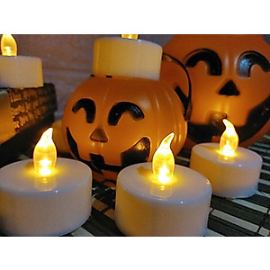 YIWER Tea Lights LED Tea Light Candles 200 Hours Pack of 50 Realistic Flickering Bulb Battery Operated Tea Lights for Seasonal Festival Celebration Electric Fake Candle in Warm Yellow