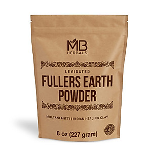 MB Herbals Fullers Earth Powder 8 oz | 0.5 lb | Fuller's Earth Powder | Multani Mud Mitti | Indian Healing Clay | Bentonite Clay | 100% Pure No Added Fragrance | Natural Face Pack
