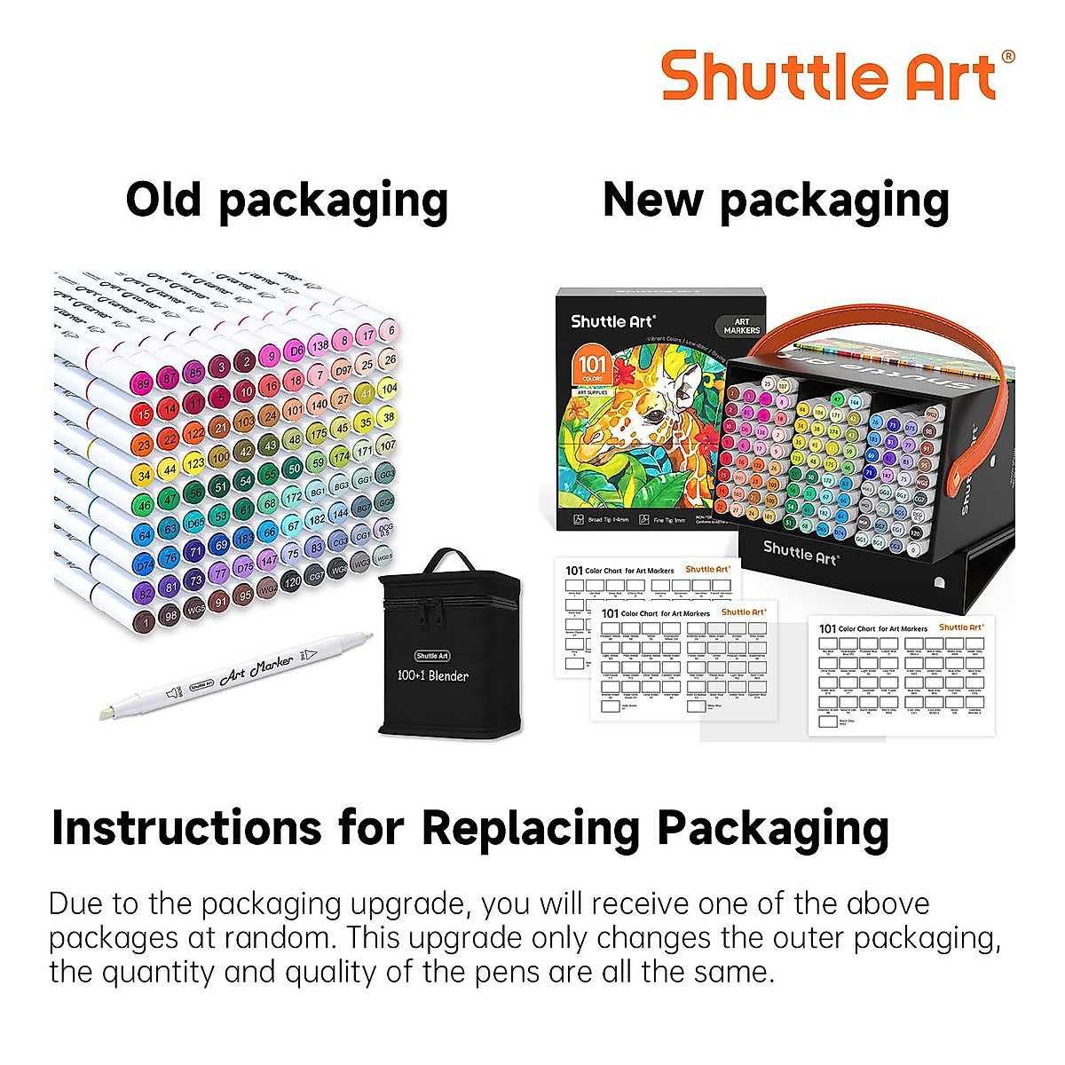 Shuttle Art 101 Colors Dual Tip Alcohol Based Art Markers,100 Colors plus 1 Blender Permanent Marker Pens Highlighters with Case Perfect for Illustration Adult Coloring Sketching and Card Making