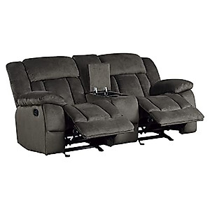 Homelegance Laurelton 79" Microfiber Double Glider Reclining Loveseat, Chocolate Brown