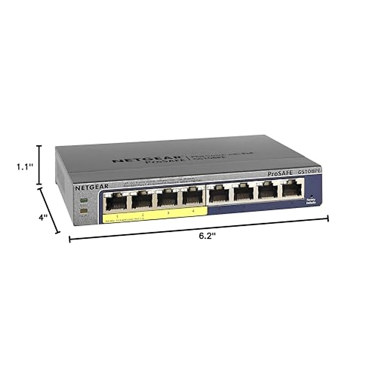 NETGEAR 8-Port PoE Gigabit Ethernet Plus Switch (GS108PEv3) - Managed, with 4 x PoE @ 53W, Desktop or Wall Mount, and Limited Lifetime Protection