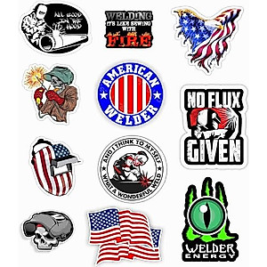 11 pcs Welder Stickers Set Welding Decals, 2 inches. Welding Helmet Welder Decal. Oilfield Trash Hard Hat Sticker