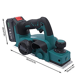 Electric Planer, 15000Rpm 3-1/4-Inch Wood Planer, Li-ion Battery and Charger, Adjustable Planing Depth Power Planer for Woodworking Chamfer Home DIY