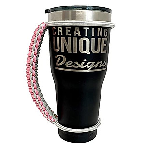Creating Unique Designs Handmade Elastic Tumbler Handles 20 30 32 40 oz (Handle Only) (Silver grey white rose pink)