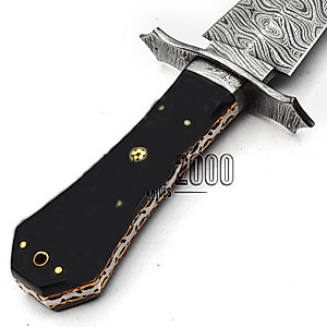 PAL 2000 KNIVES DAG-9723 Custom Handmade Damascus Steel Knife With Leather Sheath