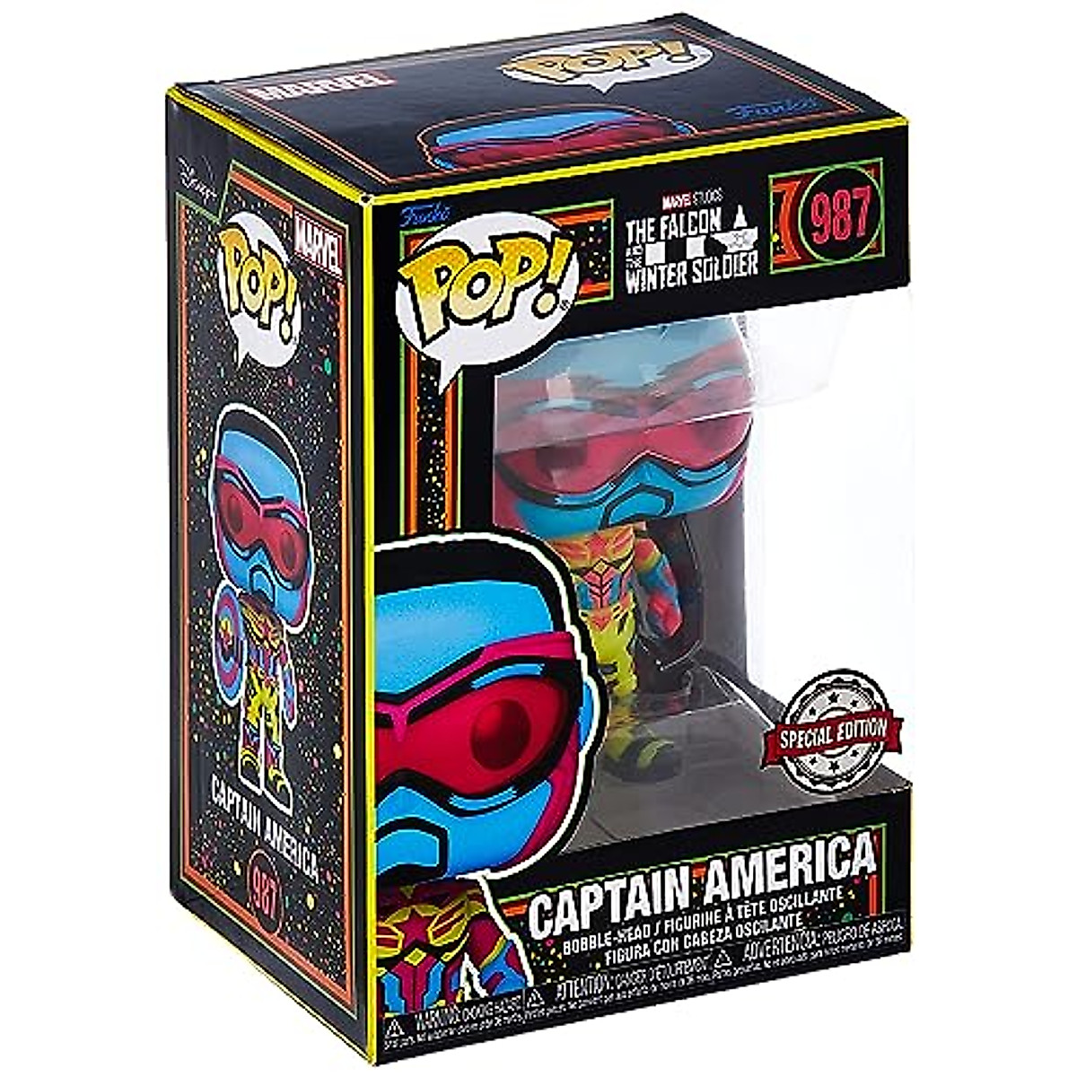 Funko Pop! Marvel: The Falcon and The Winter Soldier - Captain America Blacklight Exclusive Vinyl Figure #987