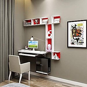 WZHONG Wall Floating Computer Desk Table Study Writing Desk Portable Laptop Desk with Main Frame and Adjustable Keyboard Tray (Size : 80cm)