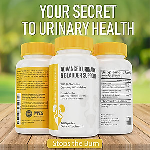 Advanced Urinary Tract Health & Bladder Support Supplement - Detoxifying Strength D-Mannose & Cranberry Natural Fast Acting UT Cleanse- Restore Control & Balance - 60 Capsules