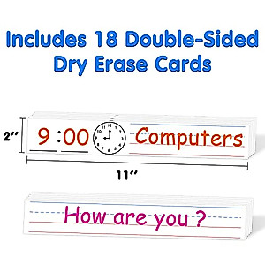 VNOM Daily Schedule Pocket Chart, Class Schedule with 13+1 Pockets 18 Dry Eraser Cards 2 Easy Over Door Mountings for Classroom, School, Office or Home (13” x 35.5”) (BLACK)