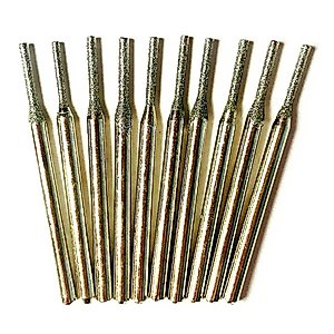 DrillGlass 1/16" Cylinder Drill Bits On A 1/8" Shank | Fits Your Rotary Tool Compatible with Dremel | Bag of 10, for Glass and Jewelry (11618RB)