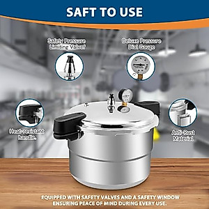 BreeRainz 19 Quart Pressure Cooker,Induction Compatible Aluminum Pressure Canner w/Pressure Gauge and Cooking Rack for Family or Commercial Use