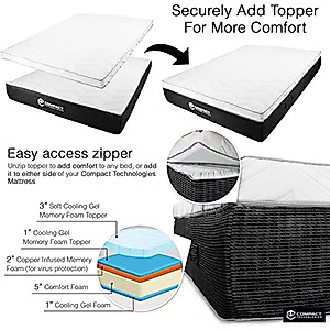 Adjustable 3-mattresses-in-1 Memory Foam Queen Size Bed w/ 2 Pillows & Protector for Best Soft, Medium to Extra Firm Orthopedic Support w/Cool Layers & Removable Topper