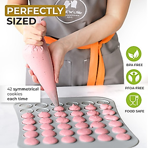 Professional Silicone Macaron Baking Mat - Thick Non-Stick Surface - Oven Microwave Dishwasher Freezer Safe - Reusable Sheet for Macarons, Meringues, Pastries - 42 Round Cookies by Cook’n’Chic