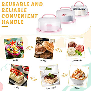 Baderke 3 Pcs Cake Carrier with Lid 9.8 Inch 10.8 Inch 12 Inch Cake Stand with Lid and Handle Portable Round Cake Carrier Plastic Cake Container Cake Holder Pink Cake Keeper for Transporting Cupcakes