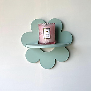 cozifycasa Flower Floating Shelves for Wall Shelf Wood Small Cute Shelf for Kids Girls Room Bathroom Bedroom Game Room (sage Green)