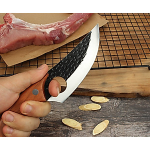 Yeegfeyaa Butcher Knives, Kitchen Knife, Hand Forged Fishing Filet & Bait Knives Survival Knife Multipurpose Boning Knife BBQ Meat Cleaver, for Camping, Tactical, Deboning
