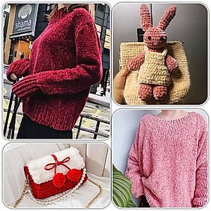 1 PCS 100g Soft Chenille Yarn Velvet Yarn for Crocheting,Fluffy Yarn for Knitting and Crochet DIY Craft,Warm Yarn for Bag Hat Scarve Clothe Gloves Slippers Doll（Brown）