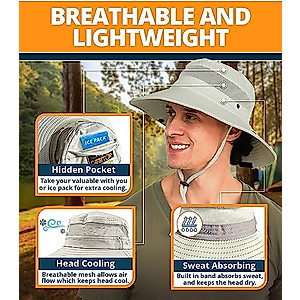 GearTOP Wide Brim Sun Hat for Womens and Mens Sun Hats - UV Protection Fishing Hat Safari Hat for Hiking Gardening & Beach Beige