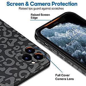 Hython Case for iPhone 11 Pro Max Case Leopard, Matte Black Cheetah Print Pattern Design [Not Rub Off], Cute Aesthetic Slim Soft Flexible TPU Shockproof Protective Phone Case Cover for Women Men