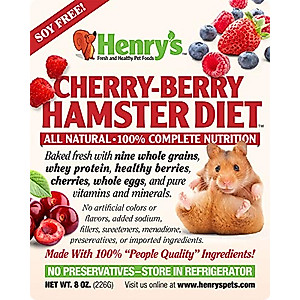 Henry's Cherry Berry Hamster Food - The Only All Natural Baked Fresh to Order, 8 Ounces