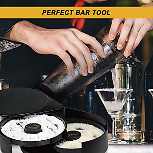 3 Tier Bar Glass Rimmer, Margarita Salt Premium Cocktail Machine Bartender Tool, Margarita Salt Rimmer Set, Juice Cocktail Sugar Salt Seasoning Box Classic Black(7 pcs Tweezers)
