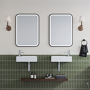 Small Bathroom Sink, HOROW 18" x10" Wall Mount Sink Rectangle White Porcelain Ceramic Vessel Sink for Tiny Bathrooms (Left Hand)