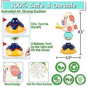 High Chair Toys with Suction Cup Baby Rattle Toys Baby Toys 6 to 12 Months Baby Tray Toys for 6 9 12 Months Infant Toddlers Kids Newborn Toys Christmas Present Birthday Gifts for 1 Year Old Boys Girls
