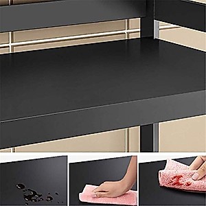 JF-XUAN Kitchen Shelf Kitchen Counter Holder 2-Tier Stainless Steel Microwave Oven Rack Multifunction Kitchen Counter Shelf (Color : Black, Size : 55X38X45CM)