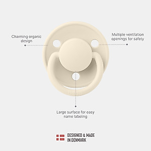 BIBS Pacifiers - De Lux Collection | BPA-Free Baby Pacifier | Made in Denmark | Set of 2 Ivory/Sage Color Premium Soothers | Size One Size
