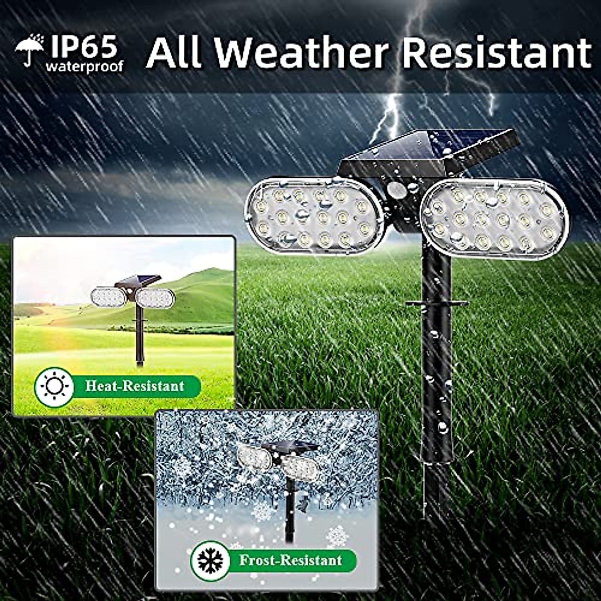 ZFWDSY Solar Spot Lights Outdoor,32 LEDs Landscape Spotlights,Solar Powered Pendant Wall Lights with 2 Modes 2 Adjustable Headlights,Solar Garden Folding Lights for Yard Porch 2 Pack