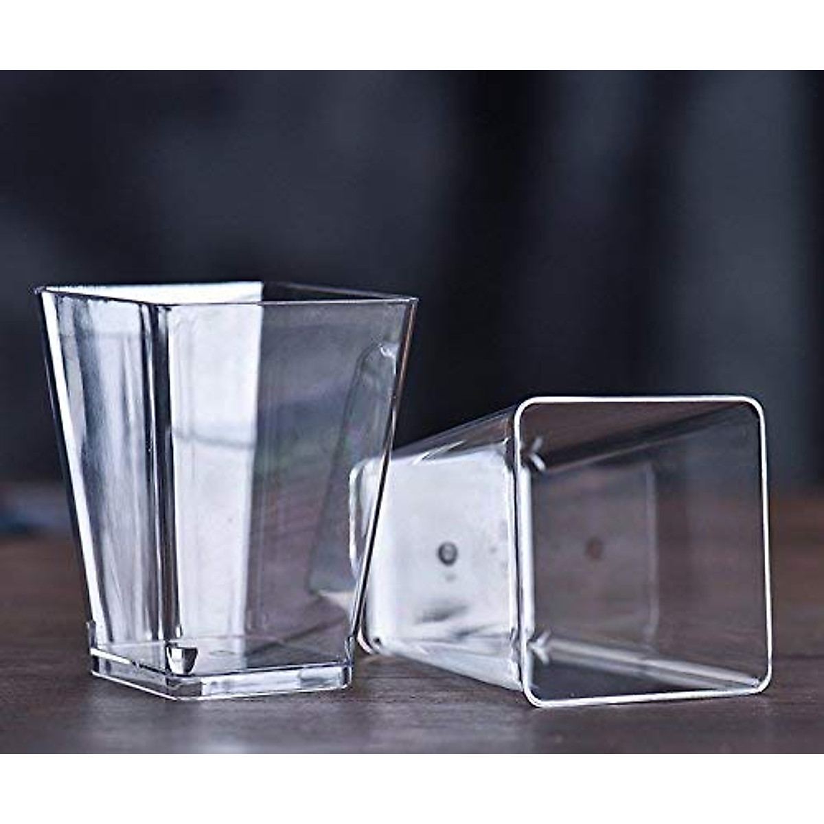 Sohapy 100 Pack 5.Oz Tall Square Food Grade Clear Plastic Dessert Tumbler Cups for Tiramisu,Cakes,Ice cream,Parfait, Dip, Sundaes,and Cookies (100)