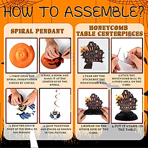 Halloween Party Favors Decorations Indoor-Halloween Party Decorations- Halloween Theme Party Toys Supplies - Halloween Party Banner Halloween Balloon, 3D Bat, Honeycomb Centerpiece