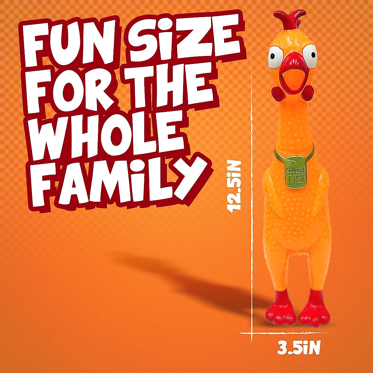 Animolds Tie-Dye Squeeze Me Rubber Chicken Toy | Screaming Rubber Chickens for Kids | Novelty Squeaky Toy Chicken (6 Pack Solid)